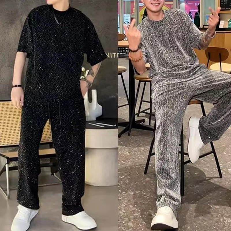 Férfi rövid ujjú felső és széles szárú nadrág 2 részes szett – toagun